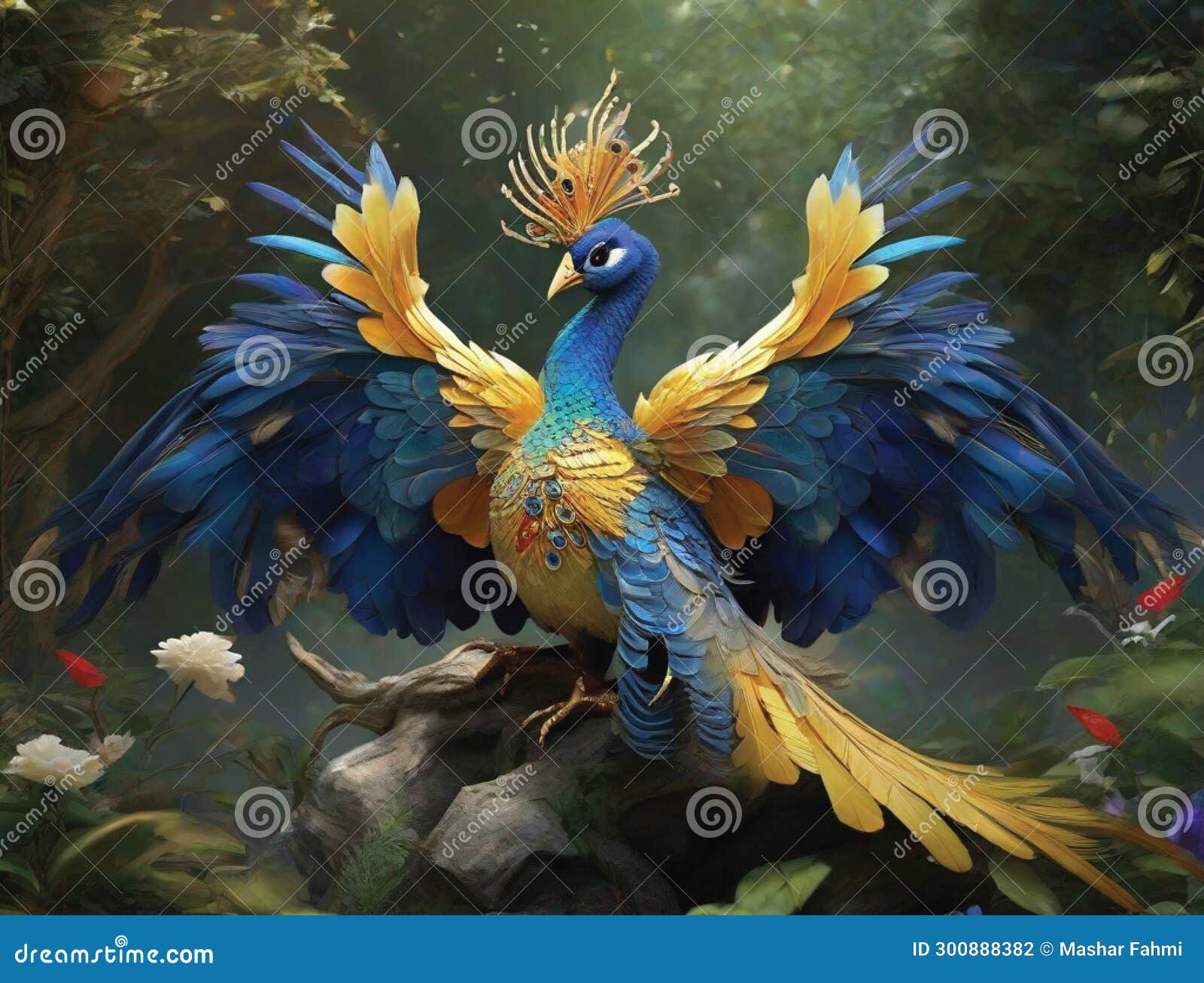 BLUE PHOENIX the HEAVEN BEAUTIFUL BIRD Stock Illustration ...