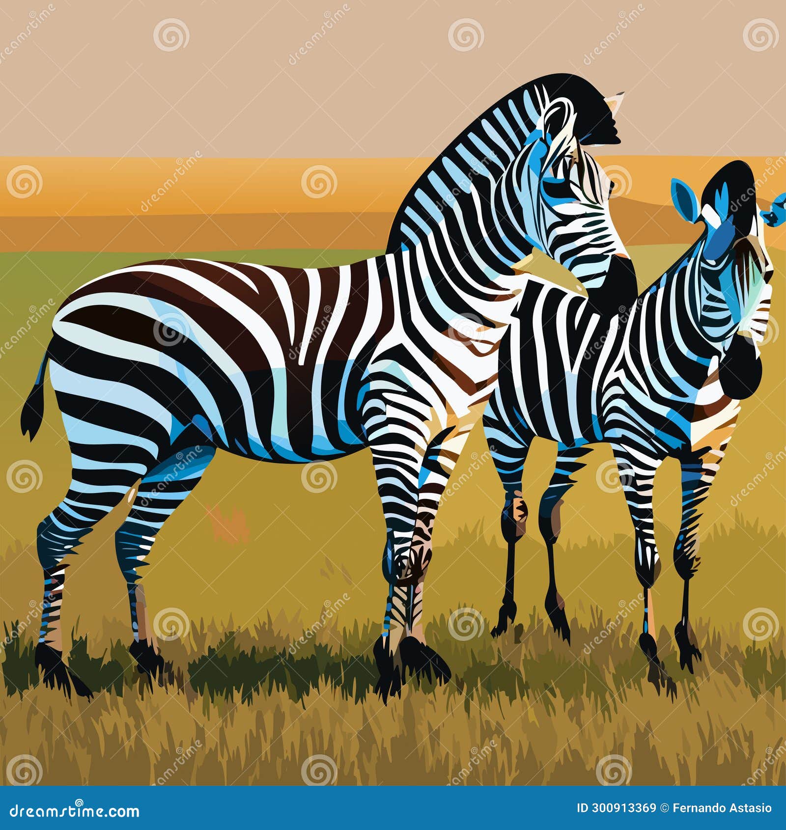 Zebra. Illustration. Zebra in Natural Grass Habitat, Kenya National ...