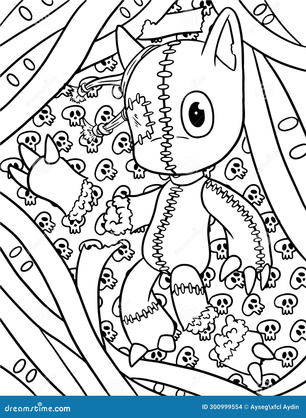 Spooky Coloring Page, Horror Coloring Page, Goth Coloring Page, Kawaii ...