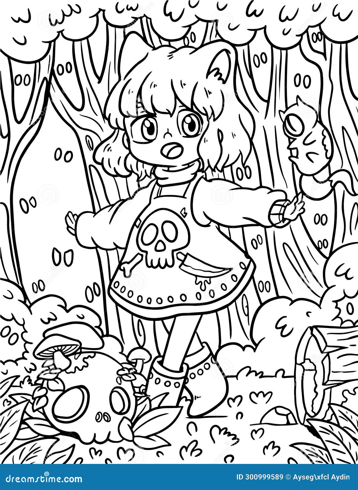 Spooky Coloring Page, Horror Coloring Page, Goth Coloring Page, Kawaii ...