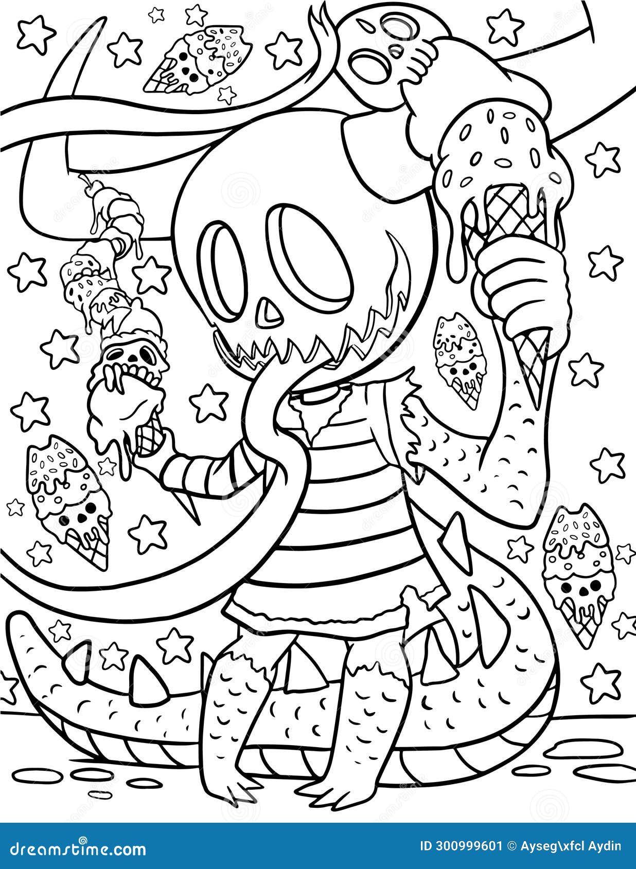 Spooky Coloring Page, Horror Coloring Page, Goth Coloring Page, Kawaii ...