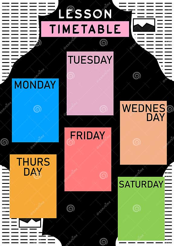 Timetable Design for Schedule Banner. Element School Design Stock ...