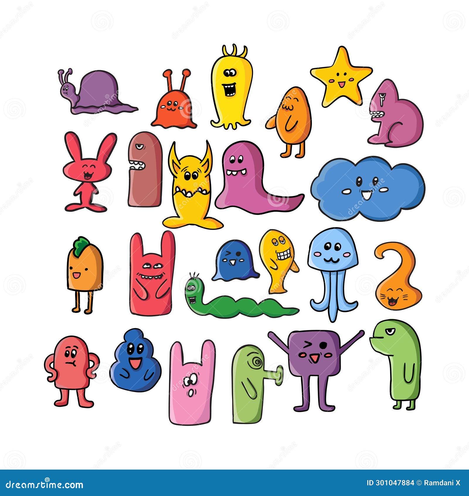 Cute Monster Illustration Design Templates Stock Vector - Illustration ...
