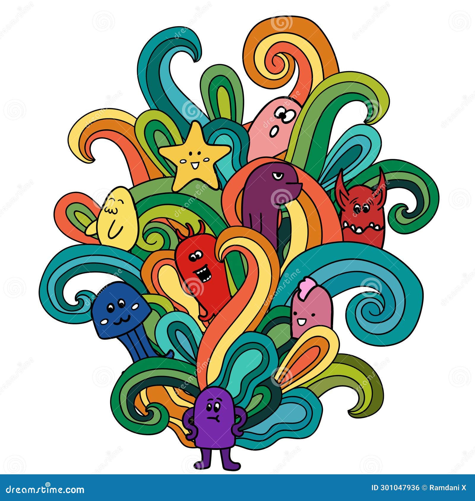 Cute Monster Illustration Design Templates Stock Vector - Illustration ...