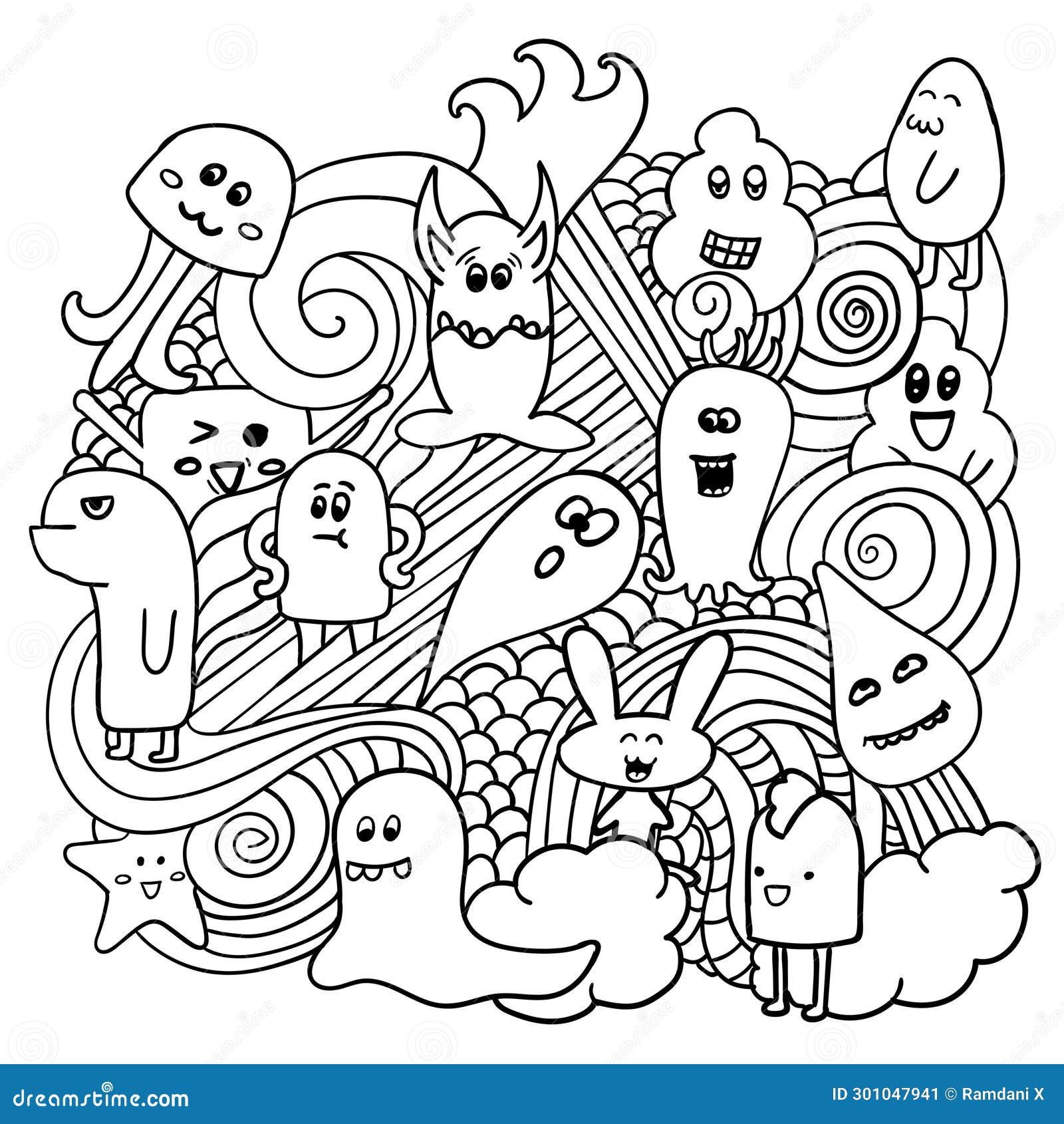 Cute Monster Illustration Design Templates Stock Vector - Illustration ...