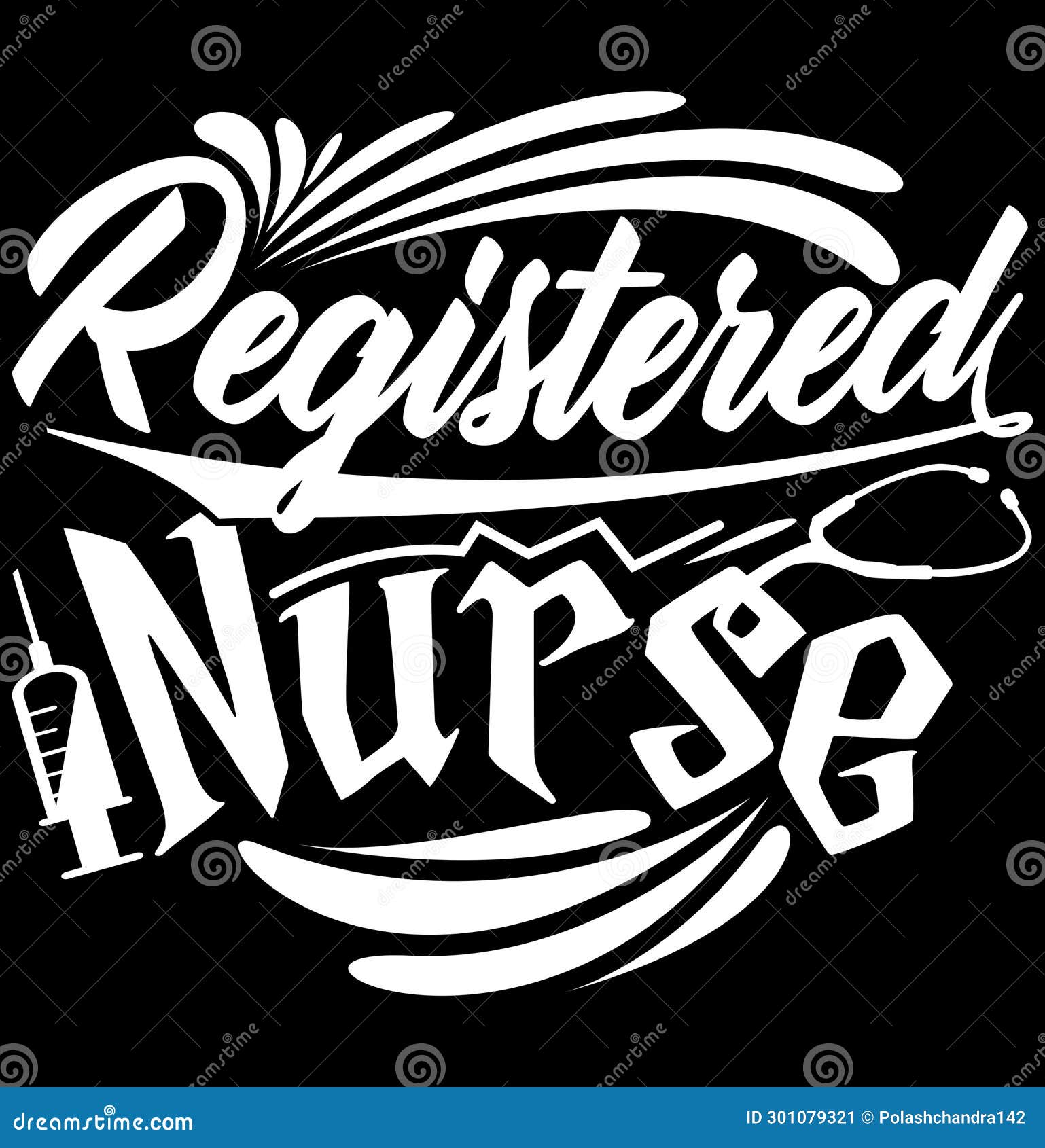 Registered Nurse Typography Text Style Graphic, Healthcare Nurse Design ...