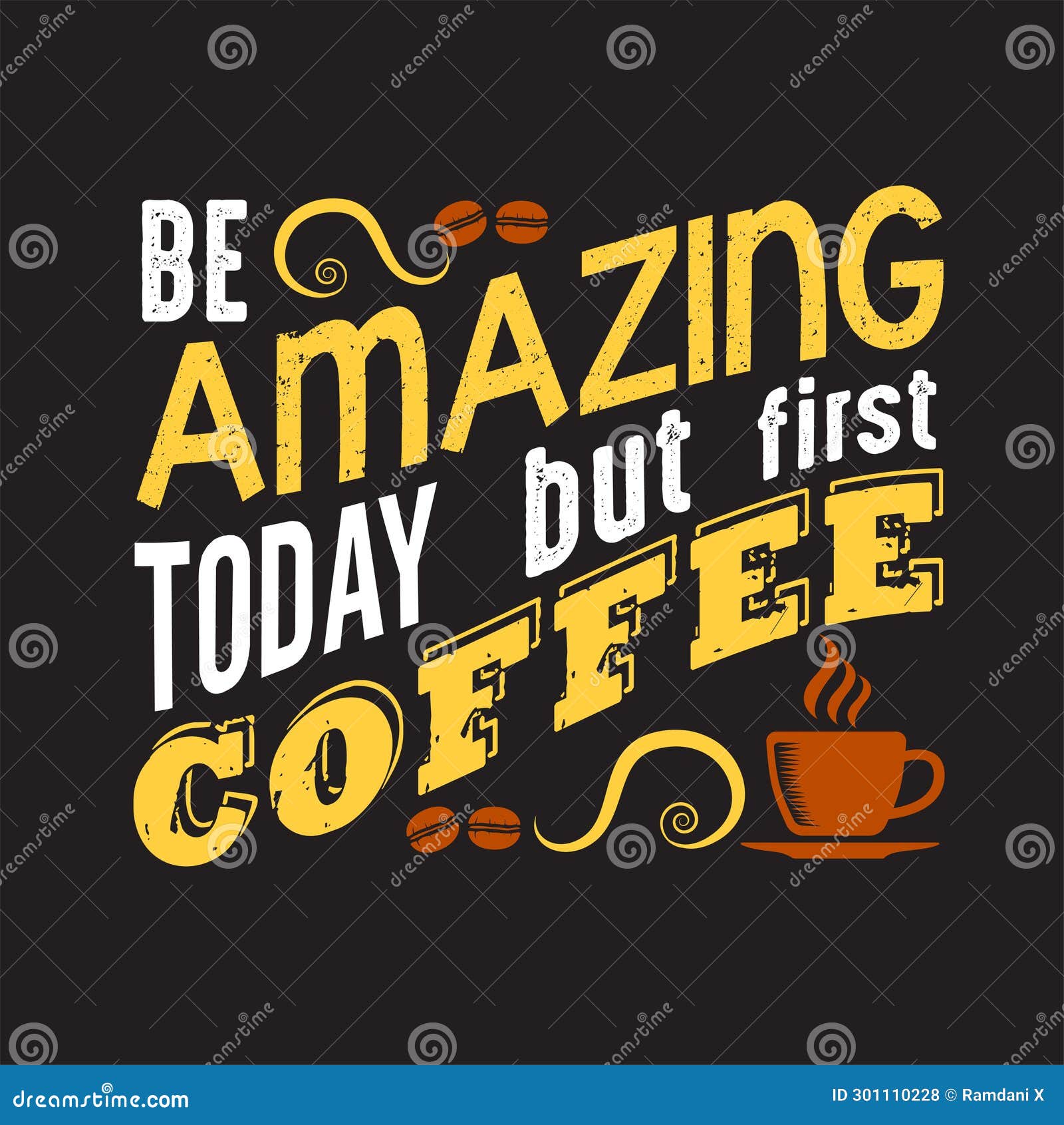 Coffee Motivational Quotes Design Template Stock Vector - Illustration ...