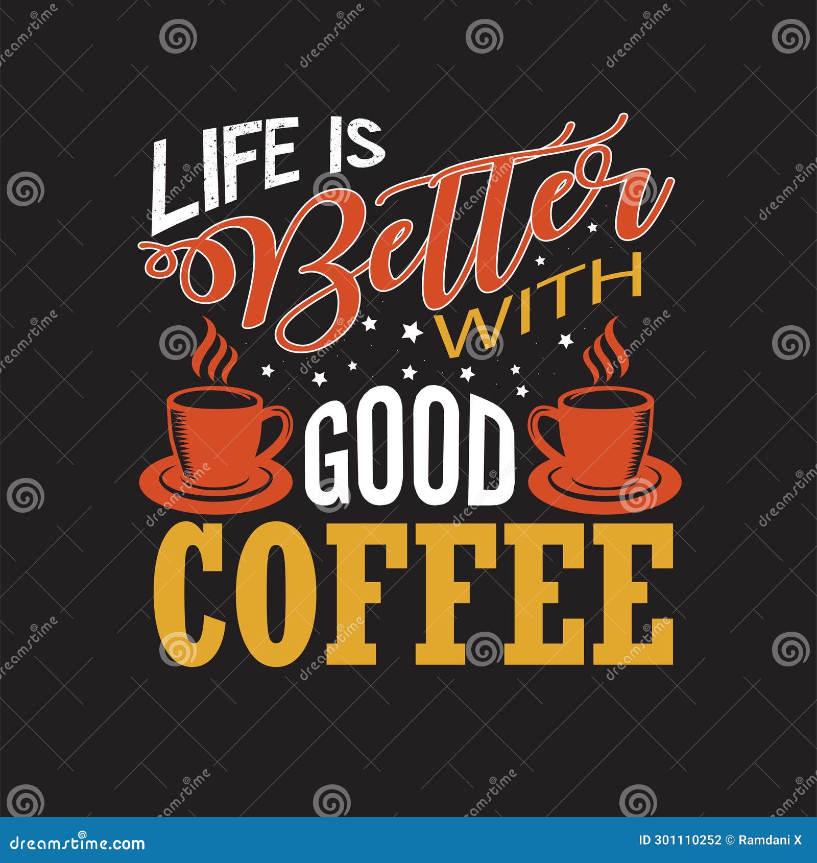 Coffee Motivational Quotes Design Template Stock Vector - Illustration ...