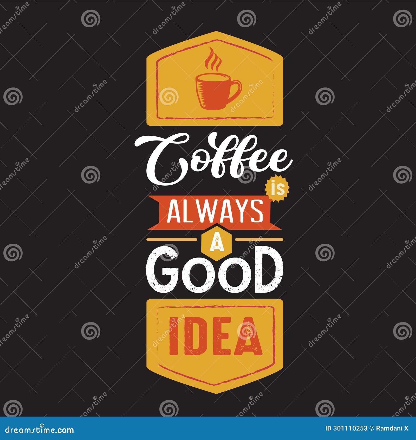 Coffee Motivational Quotes Design Template Stock Vector - Illustration ...