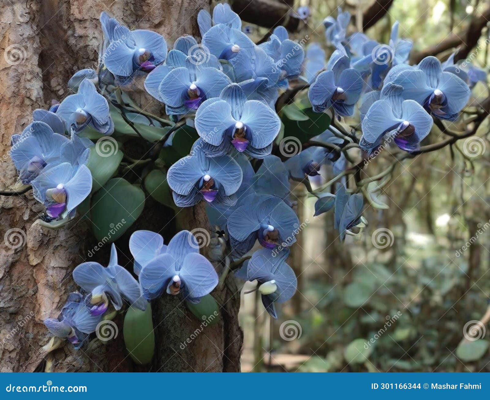 WILD BLUE PHALAENOPSIS ORCHID on TREE Stock Photo - Image of orchid ...