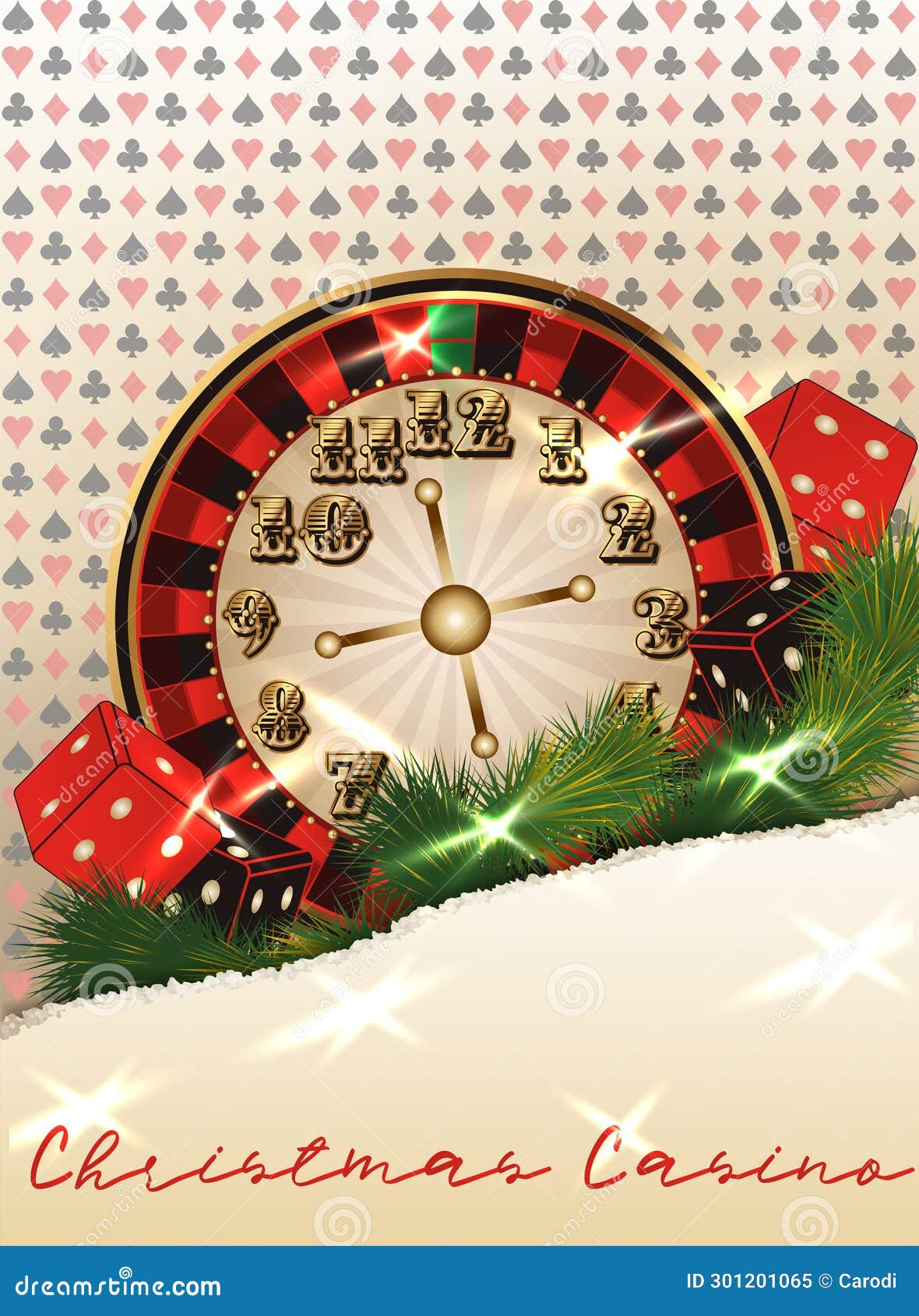 Christmas Casino New 2024 Year Card with Roulette Stock Vector ...