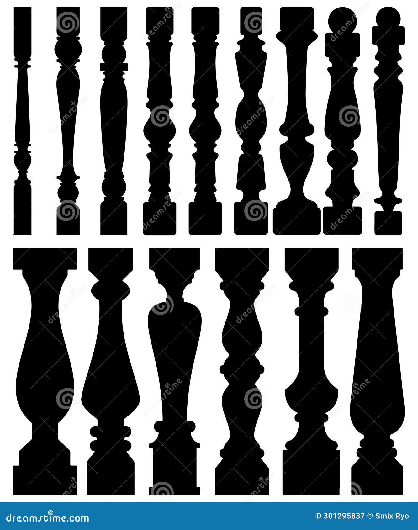 Baluster silhouette set stock vector. Illustration of chair - 301295837