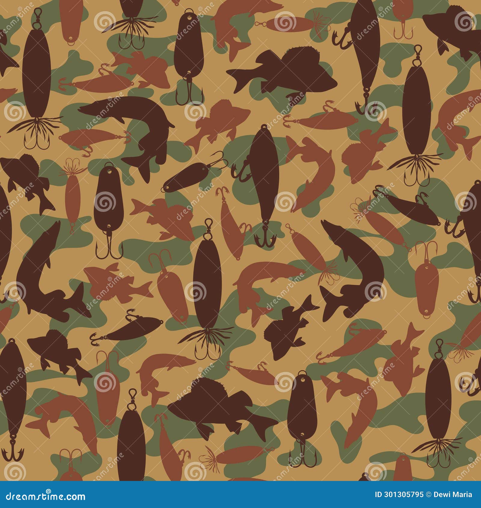 Fishing Camo Seamless Pattern Print Stock Vector - Illustration of camo ...