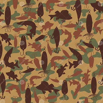Fishing Camo Seamless Pattern Print Stock Vector - Illustration of camo ...
