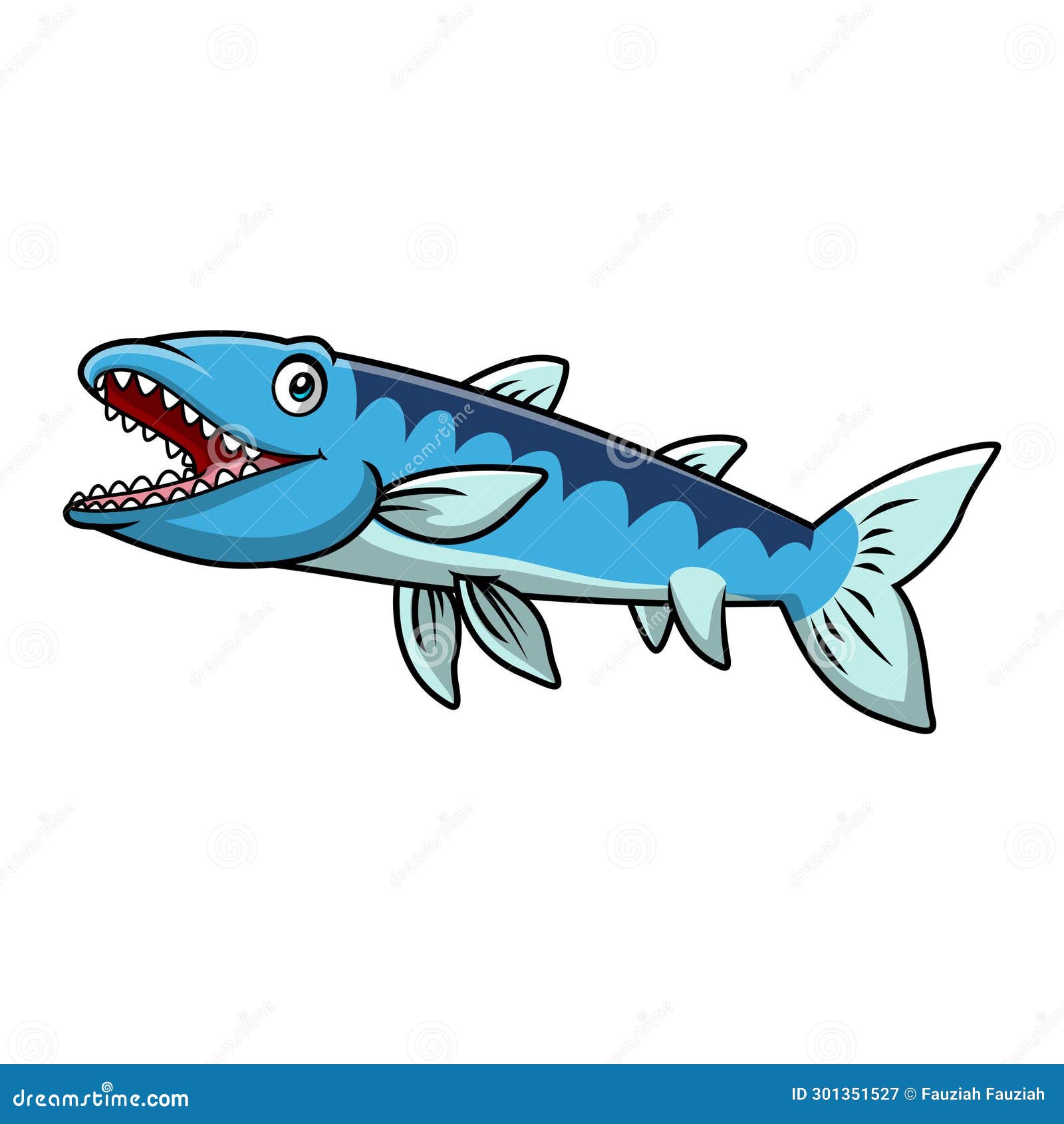 Barracuda Cartoon Clipart. Cute Barracuda Fish (Sphyraena) Vector ...
