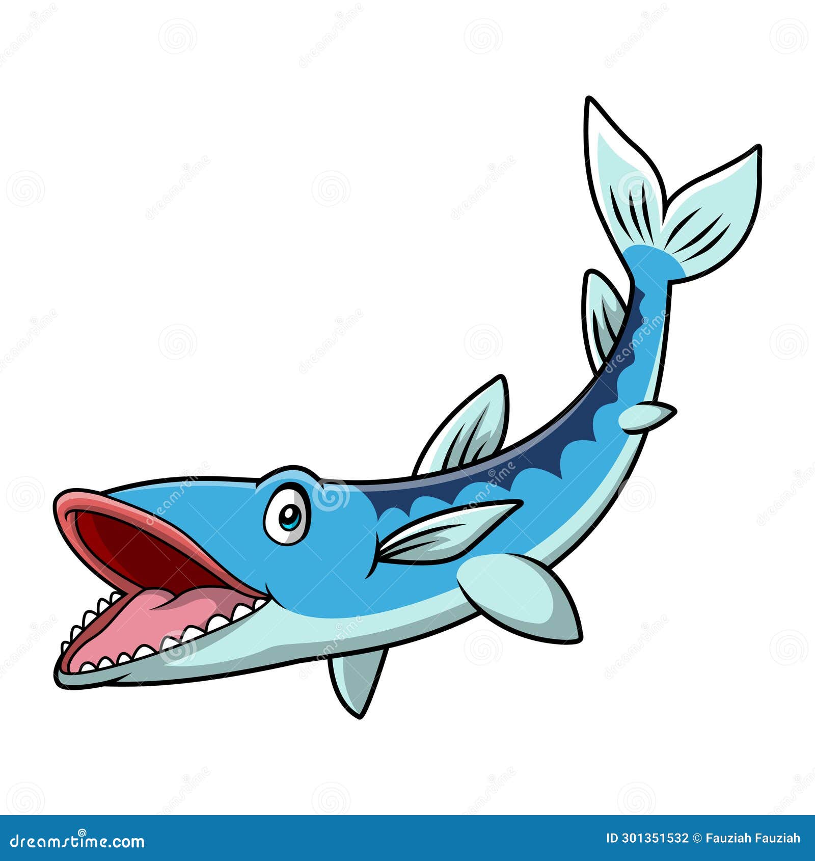 Barracuda Cartoon Clipart. Cute Barracuda Fish (Sphyraena) Vector ...