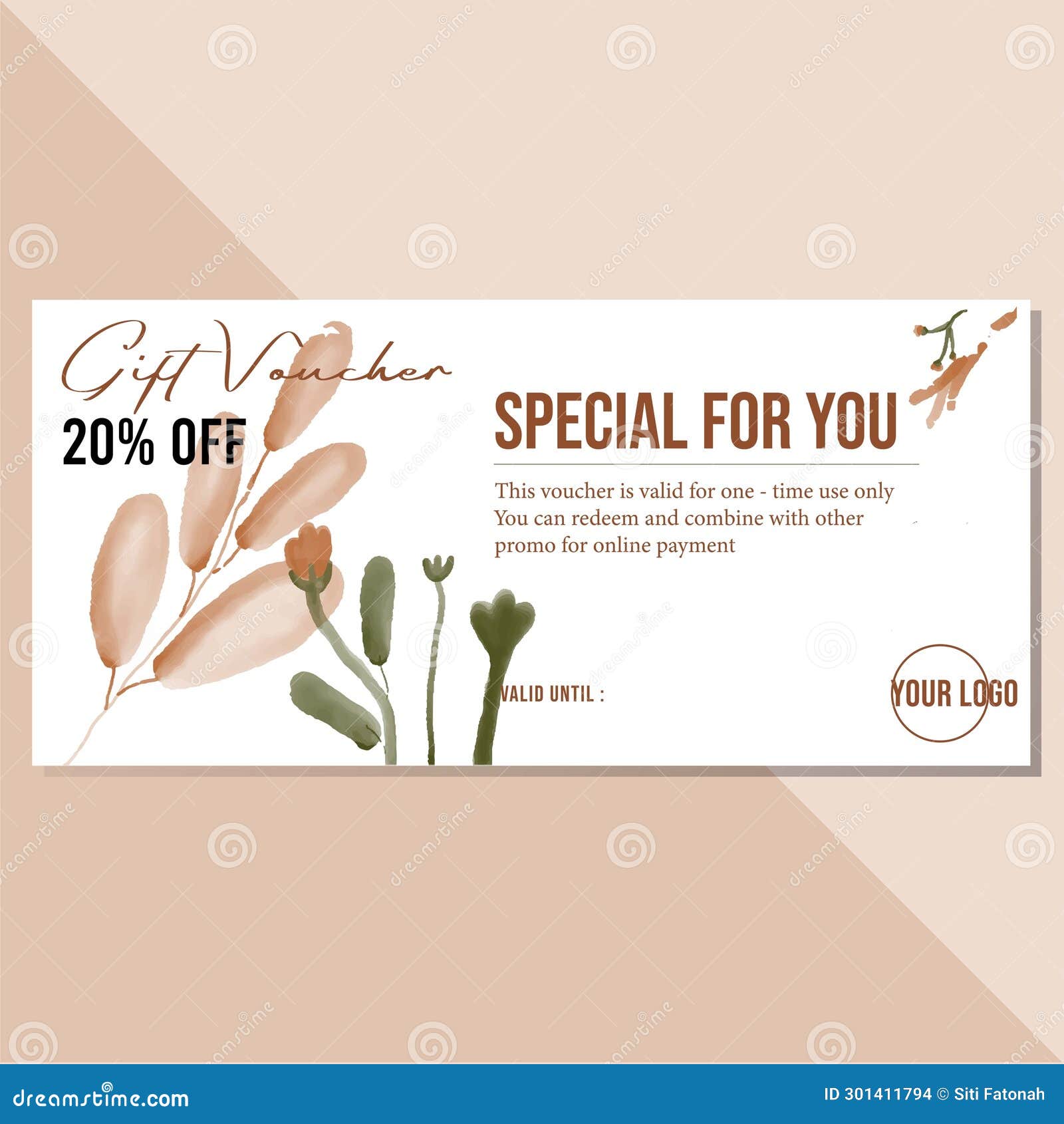 Floral Gift Voucher Coupon Template Suitable for Salon, Spa, Restaurant ...