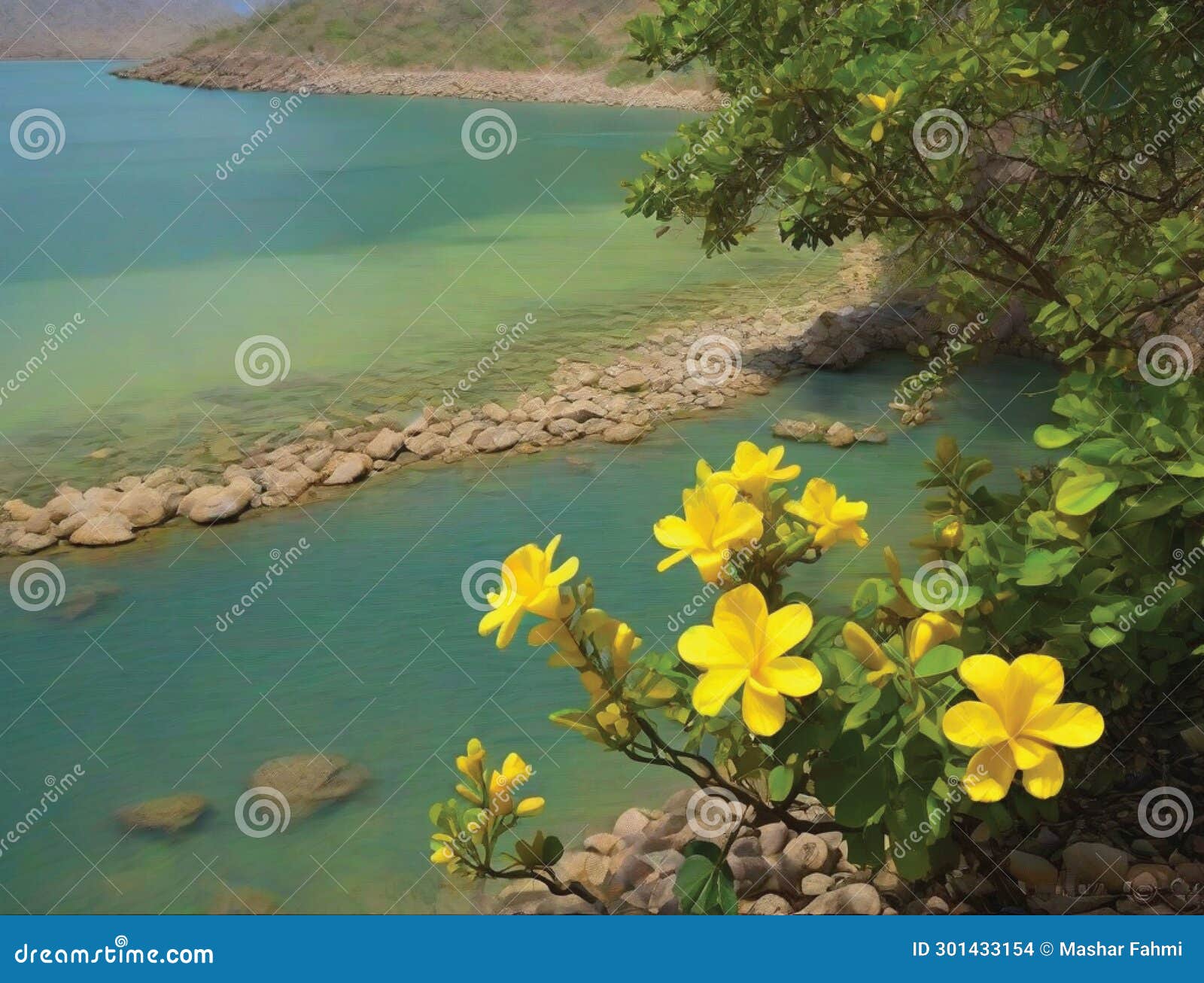 Wild Yellow Flowers Growing on the Banks of the River are Very ...