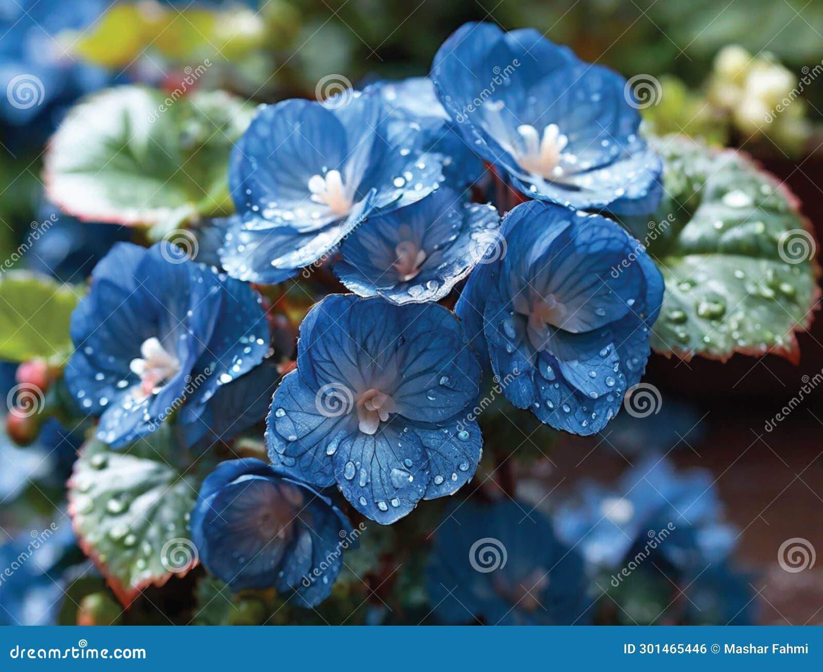 Bright Blue Begonia Bloom in Garden Stock Illustration - Illustration ...