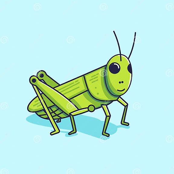Grasshopper Vector Graphic Illustration Flat 2D Icon Smile Face Stock ...