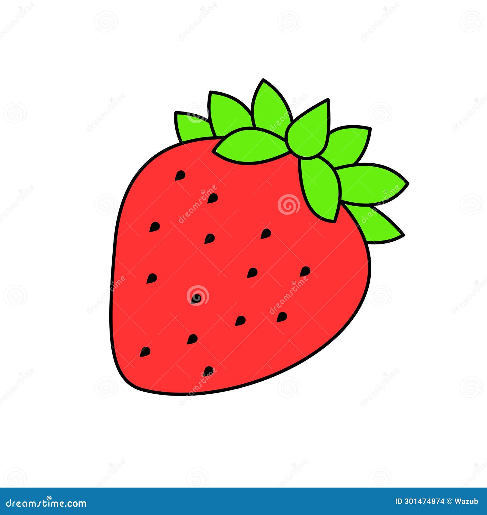 Strawberry Fruit Vector Graphic Illustration Flat 2D Icon Stock Vector ...