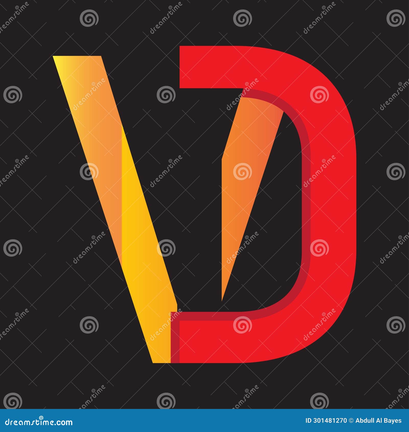 VD Letter Branding Logo Design with a Leaf Stock Vector - Illustration ...