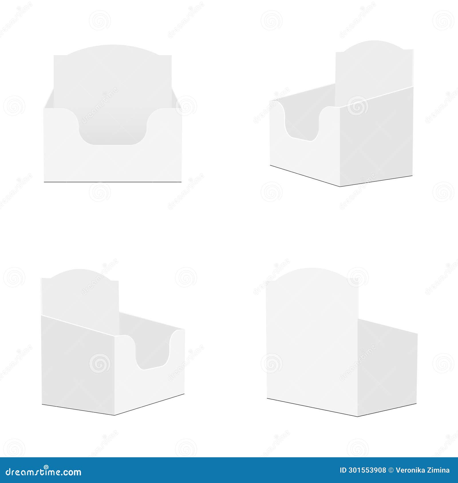 Blank POS DIsplay Boxes, Front, Side, Back View Stock Vector ...