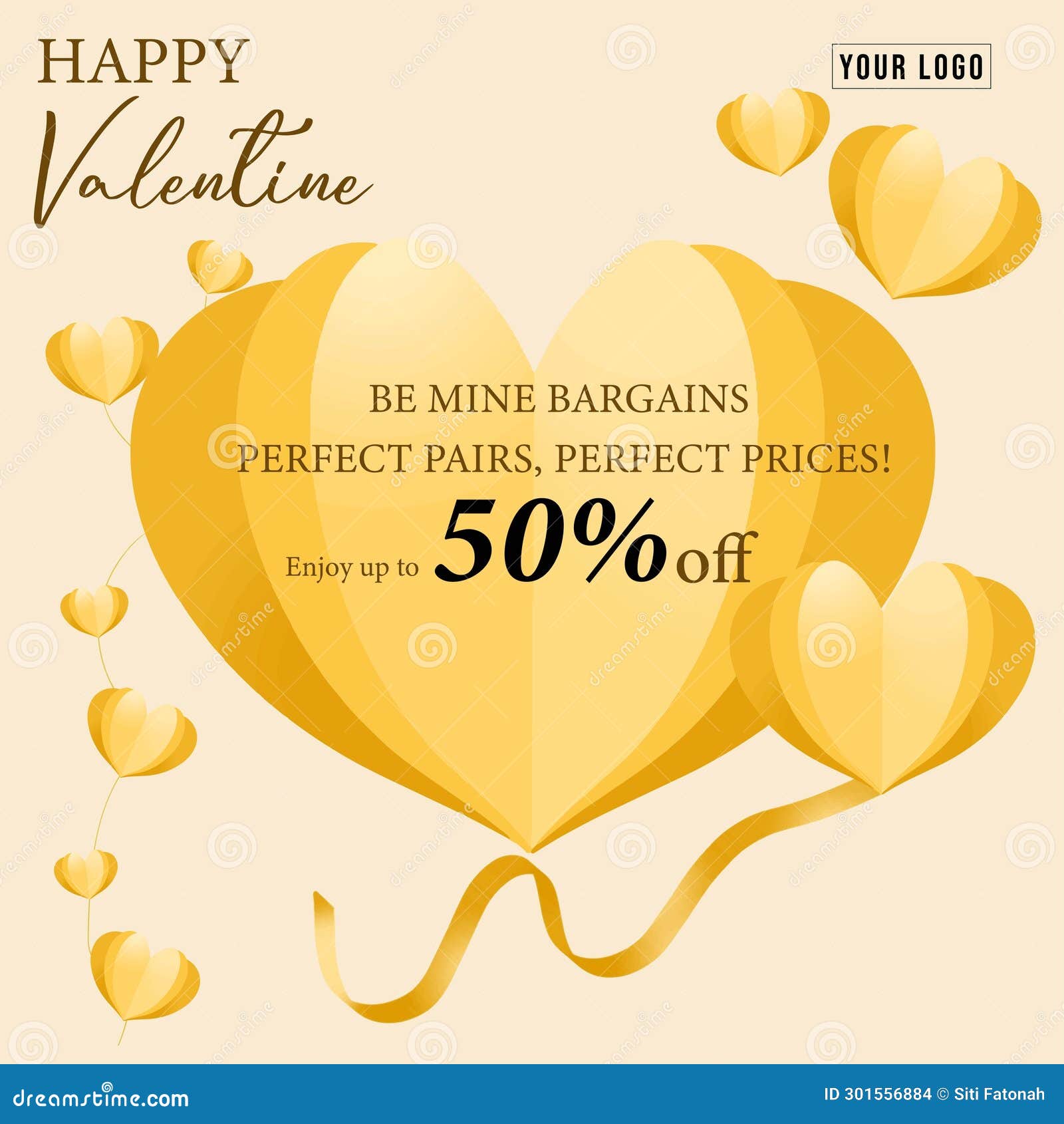 Yellow Love Valentine Discount Promotion Template Sales Ideas Suitable ...