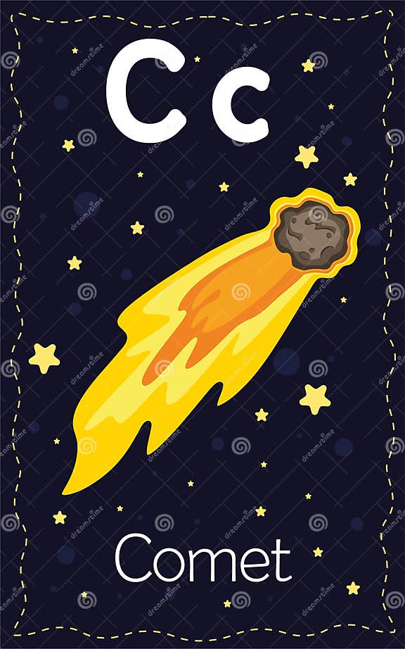 Vector Alphabet Letter a Comet Flashcard Stock Vector - Illustration of ...