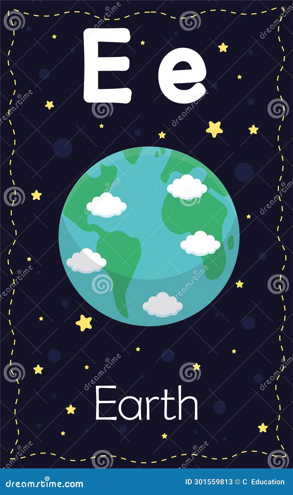 Vector Alphabet Letter an Earth Flashcard Stock Vector - Illustration ...