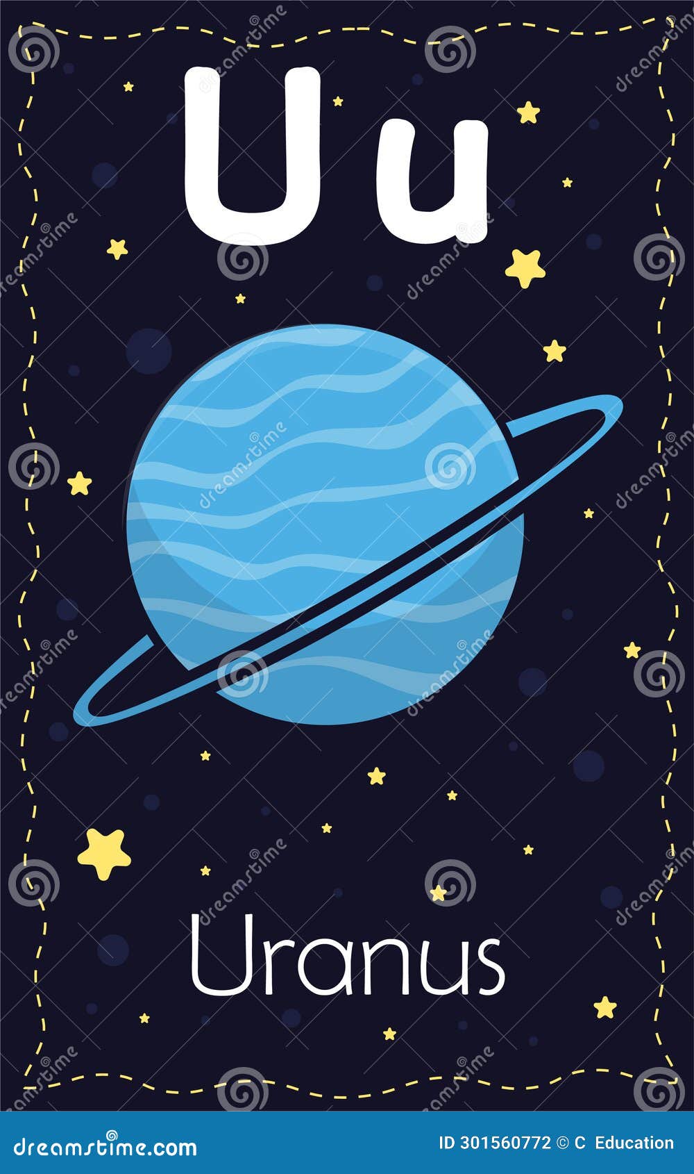 Vector Alphabet Letter an Uranus Flashcard Stock Vector - Illustration ...