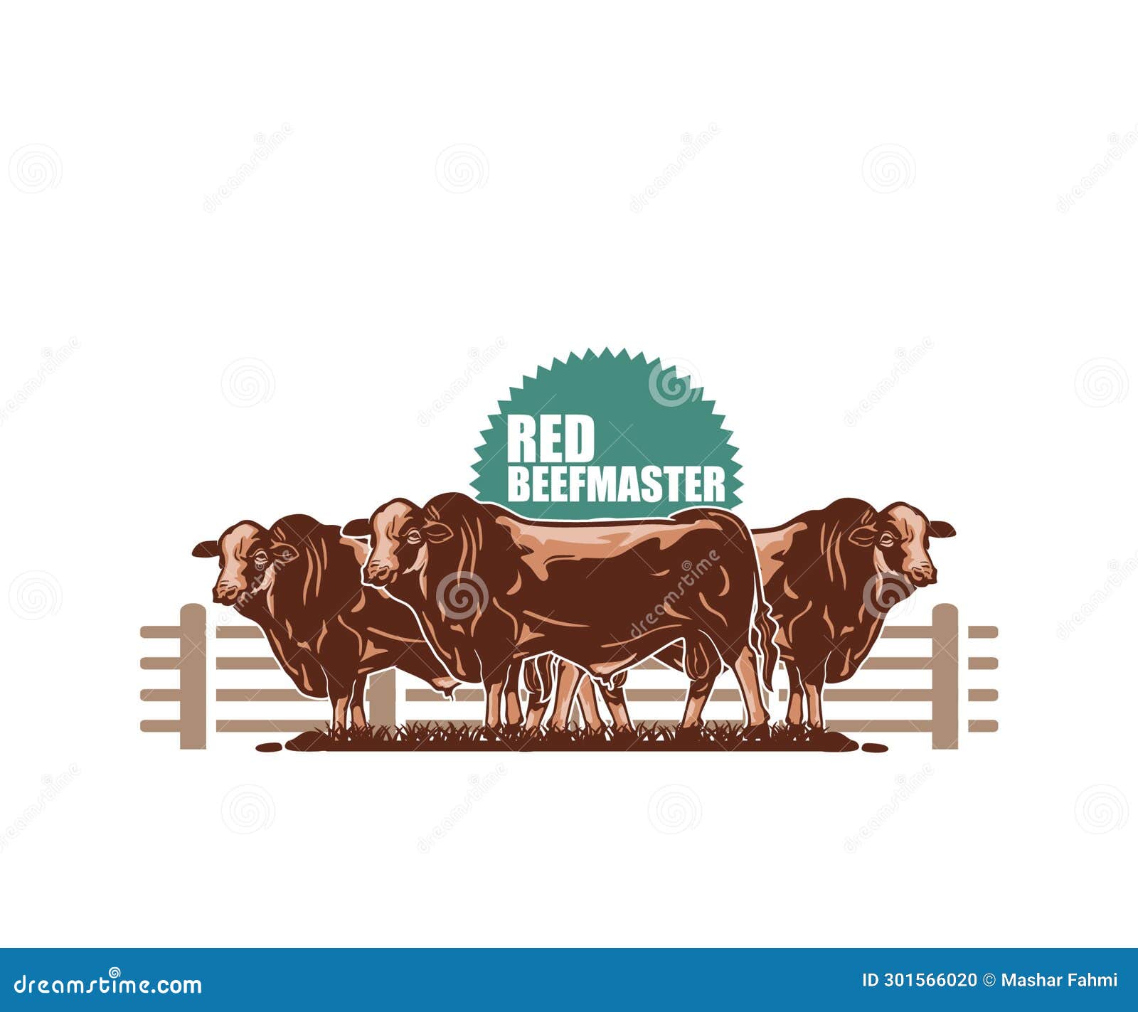 Red Beefmaster Cow Standing Logo Cartoon Vector | CartoonDealer.com ...
