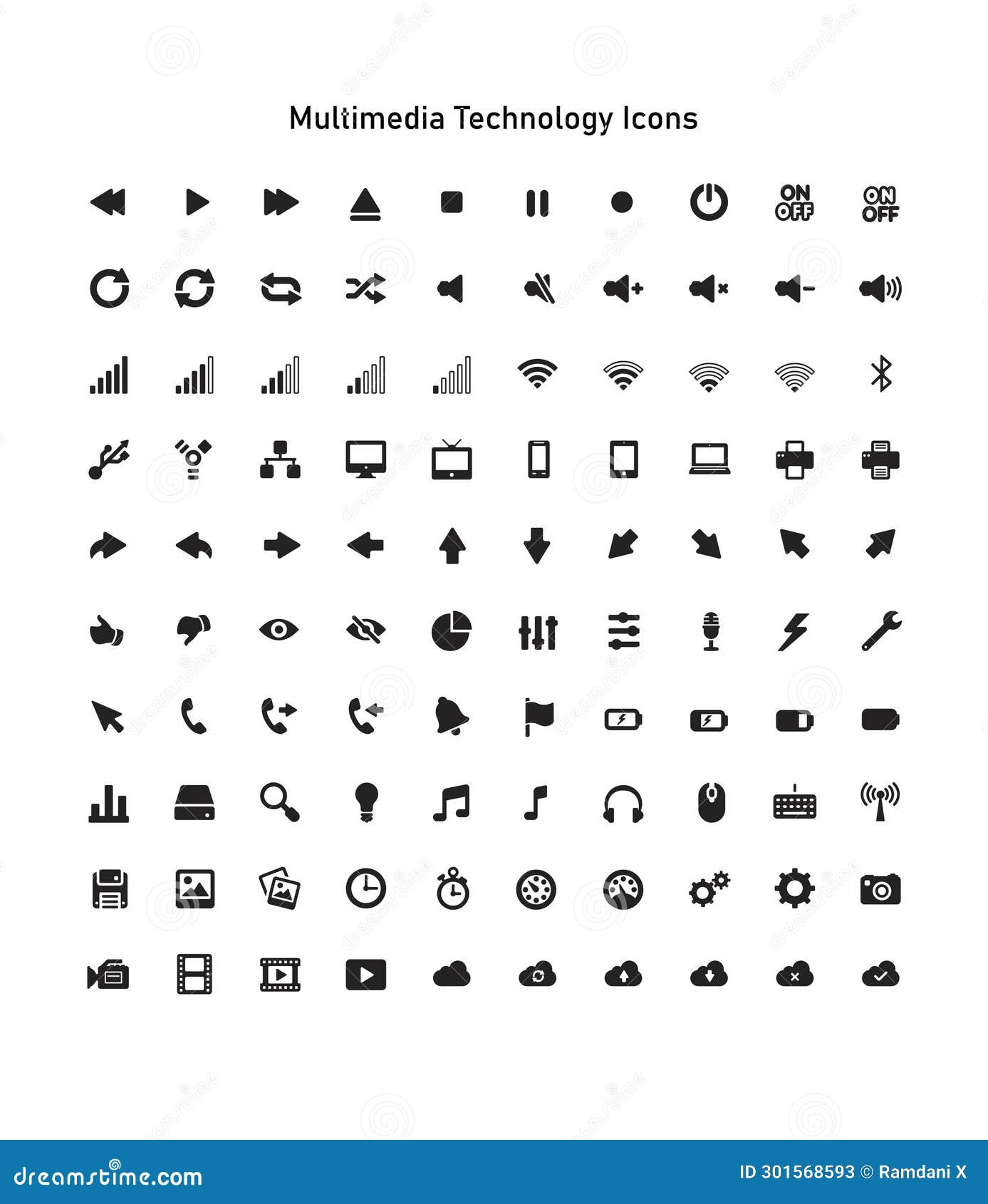 Multimedia Technology Design Icons Stock Vector - Illustration of ...