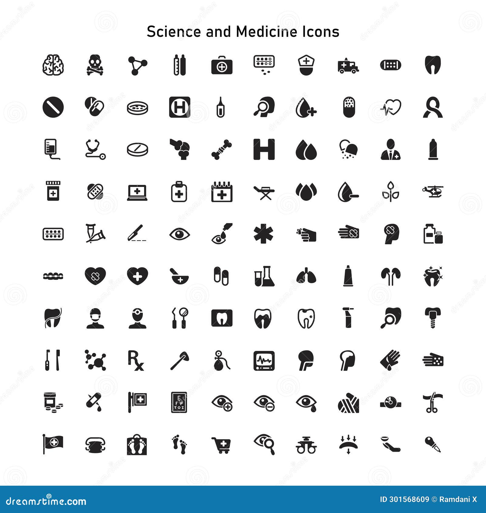 Science and Medicine Icons stock vector. Illustration of reflect ...