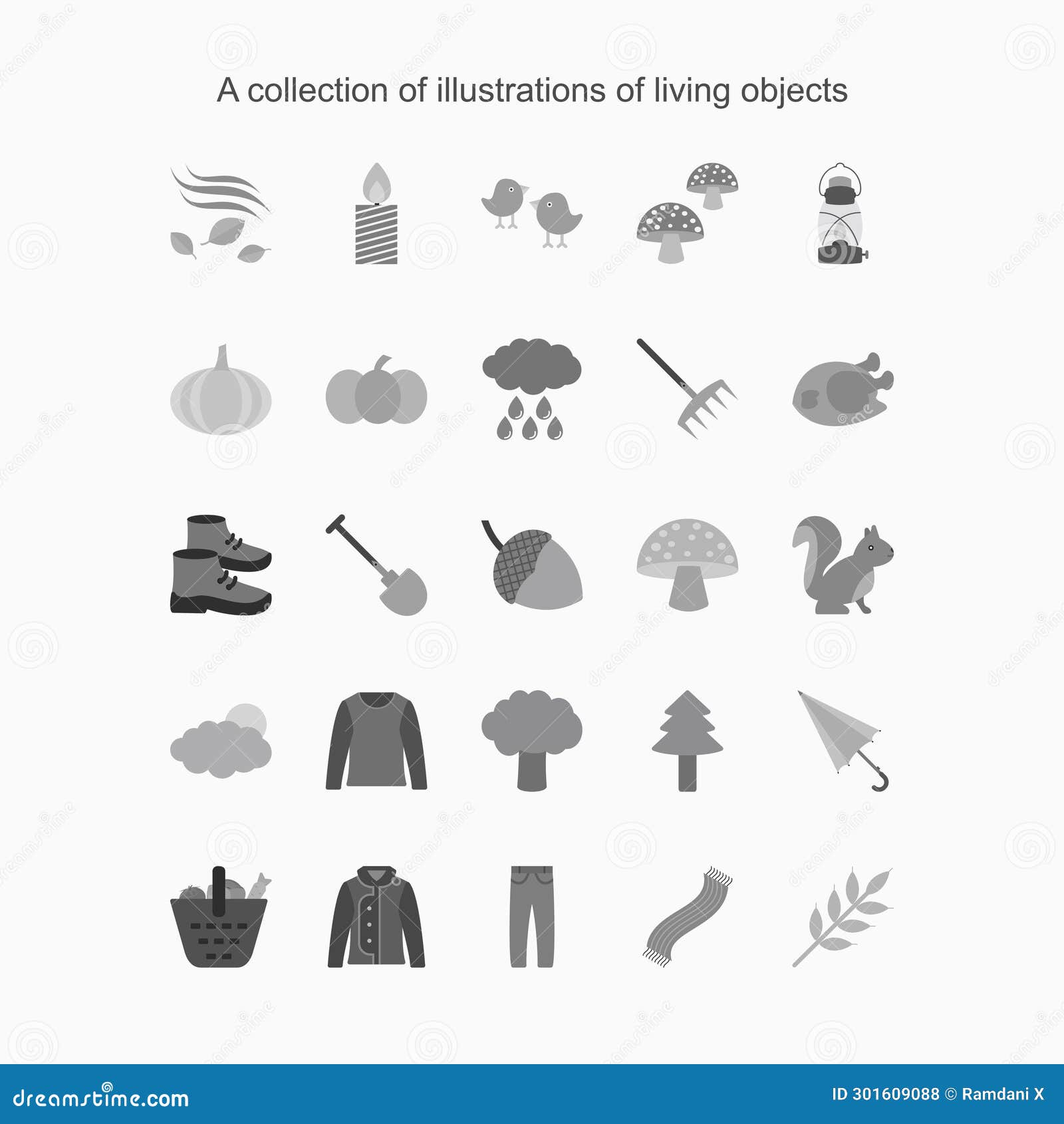 A Collection of Illustrations of Living Objects Stock Vector ...