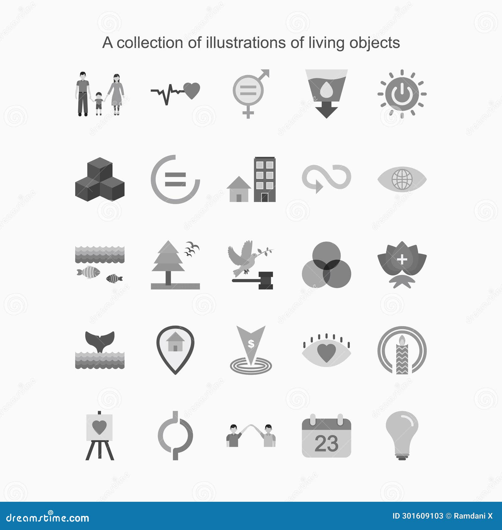 A Collection of Illustrations of Living Objects Stock Vector ...