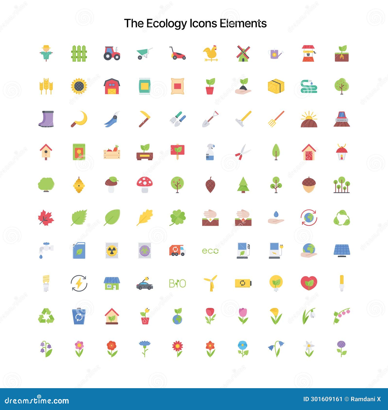 Ecology Icon Element Design Set Stock Vector - Illustration of ...