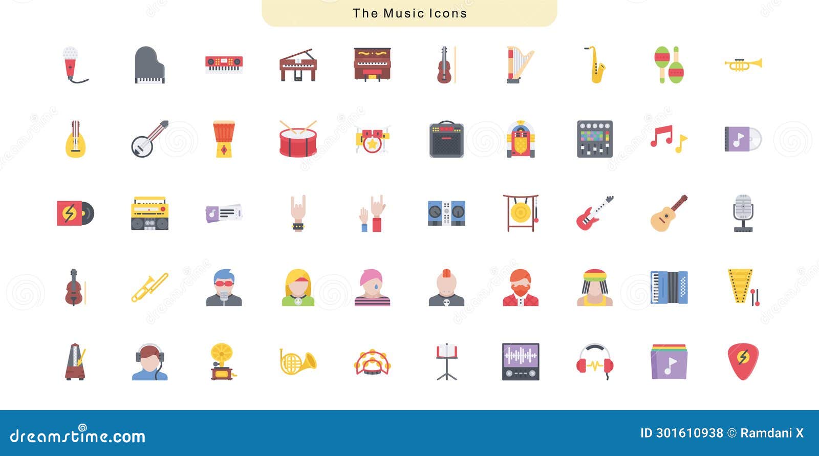 Set of Musical Instrument Icon Element Design Stock Vector ...