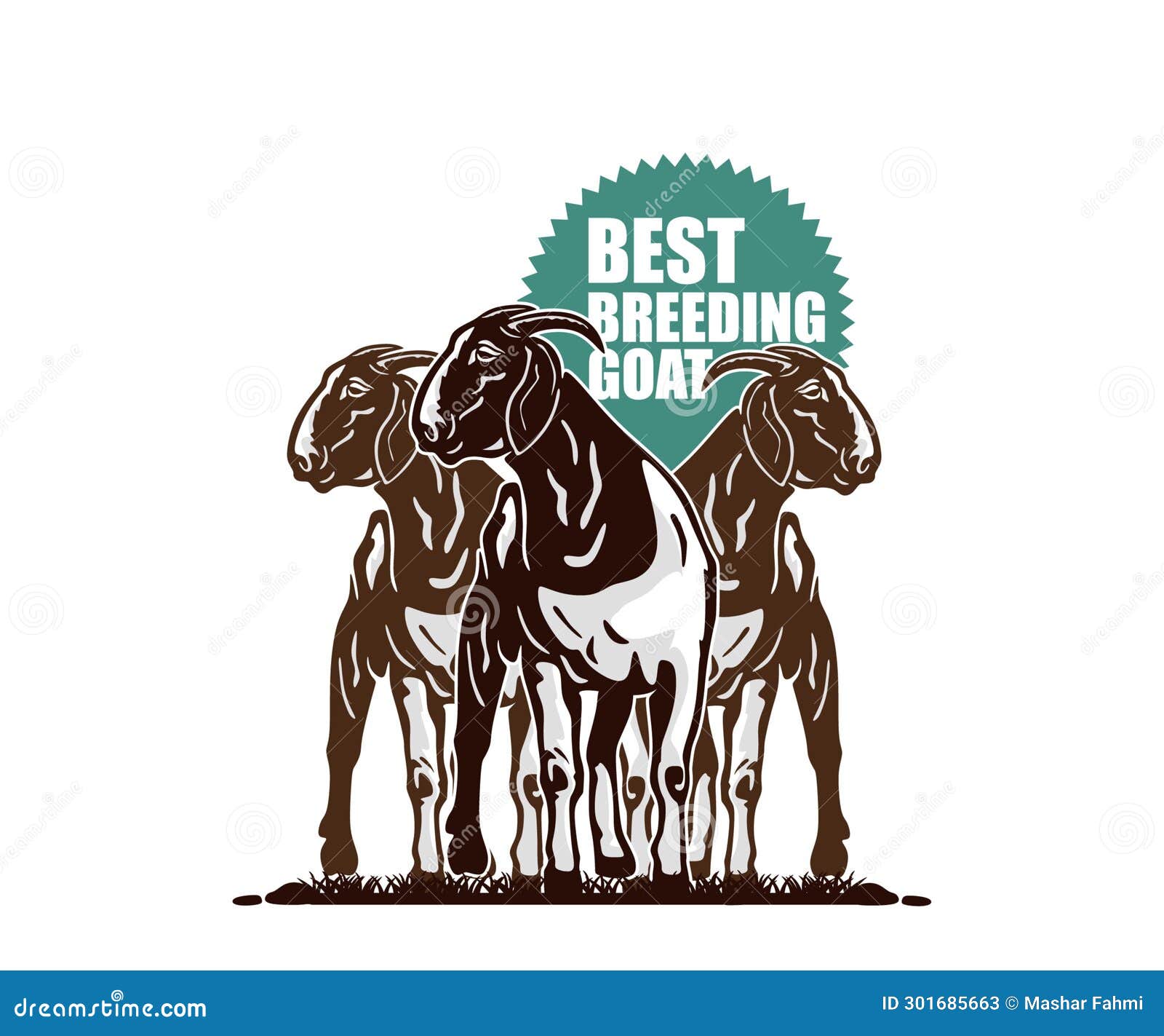 Great Boer Goat Standing in Farm Logo Stock Vector - Illustration of ...