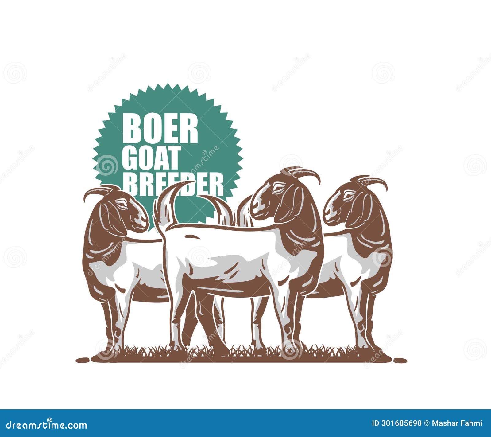 CROSS BOER GOAT HEAD LOGO Cartoon Vector | CartoonDealer.com #284575711