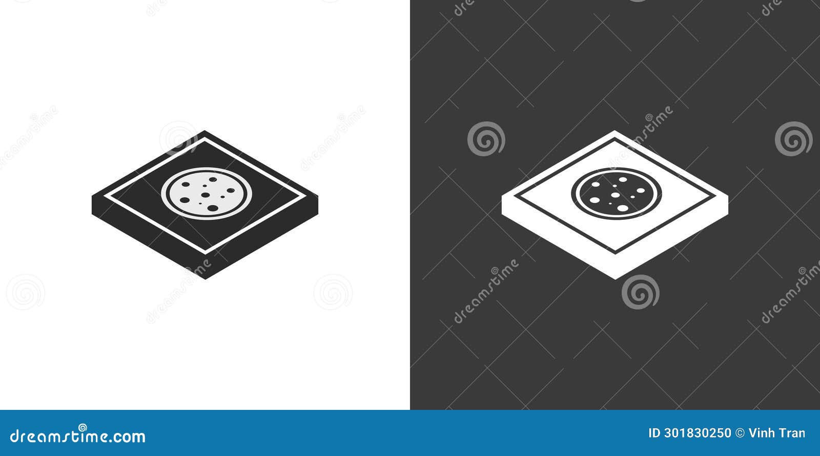 Pizza Box Isometric Icon. a Box of Pizza Black Silhouette on White and ...