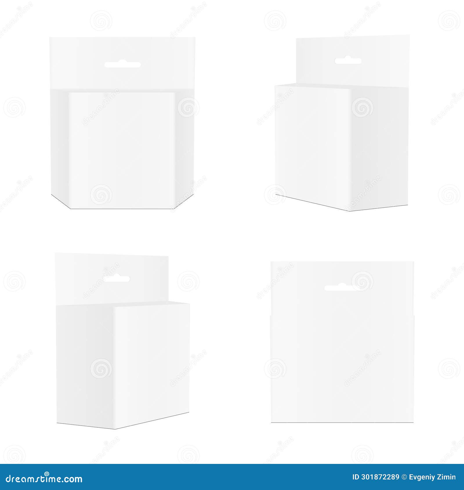 Polygonal Box with Hanging Hole, Euro Slot, Front, Side, Back View ...