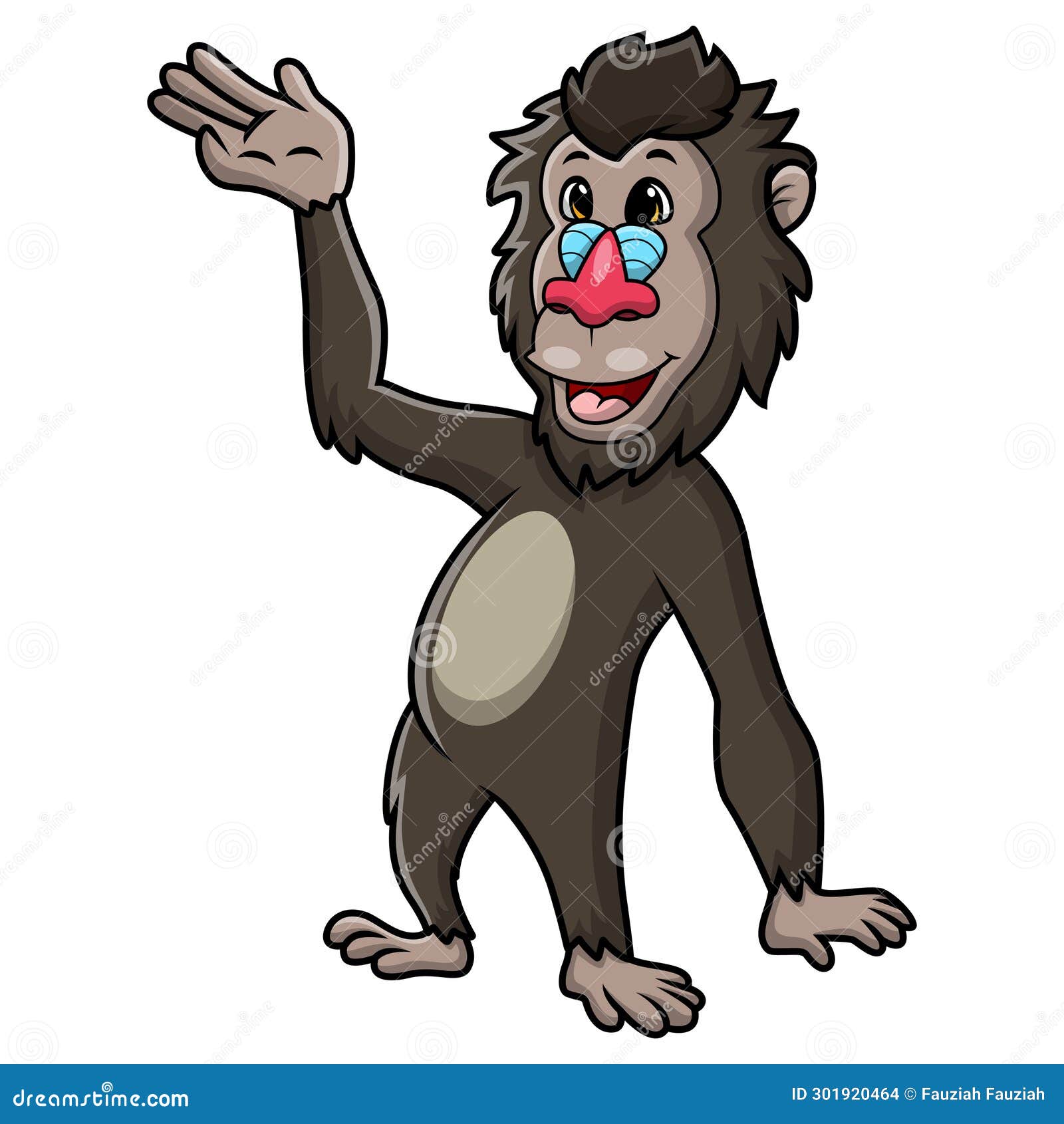 Mandrill Or Baboon Specimen Standing On Four Legs. Cute Exotic Red ...