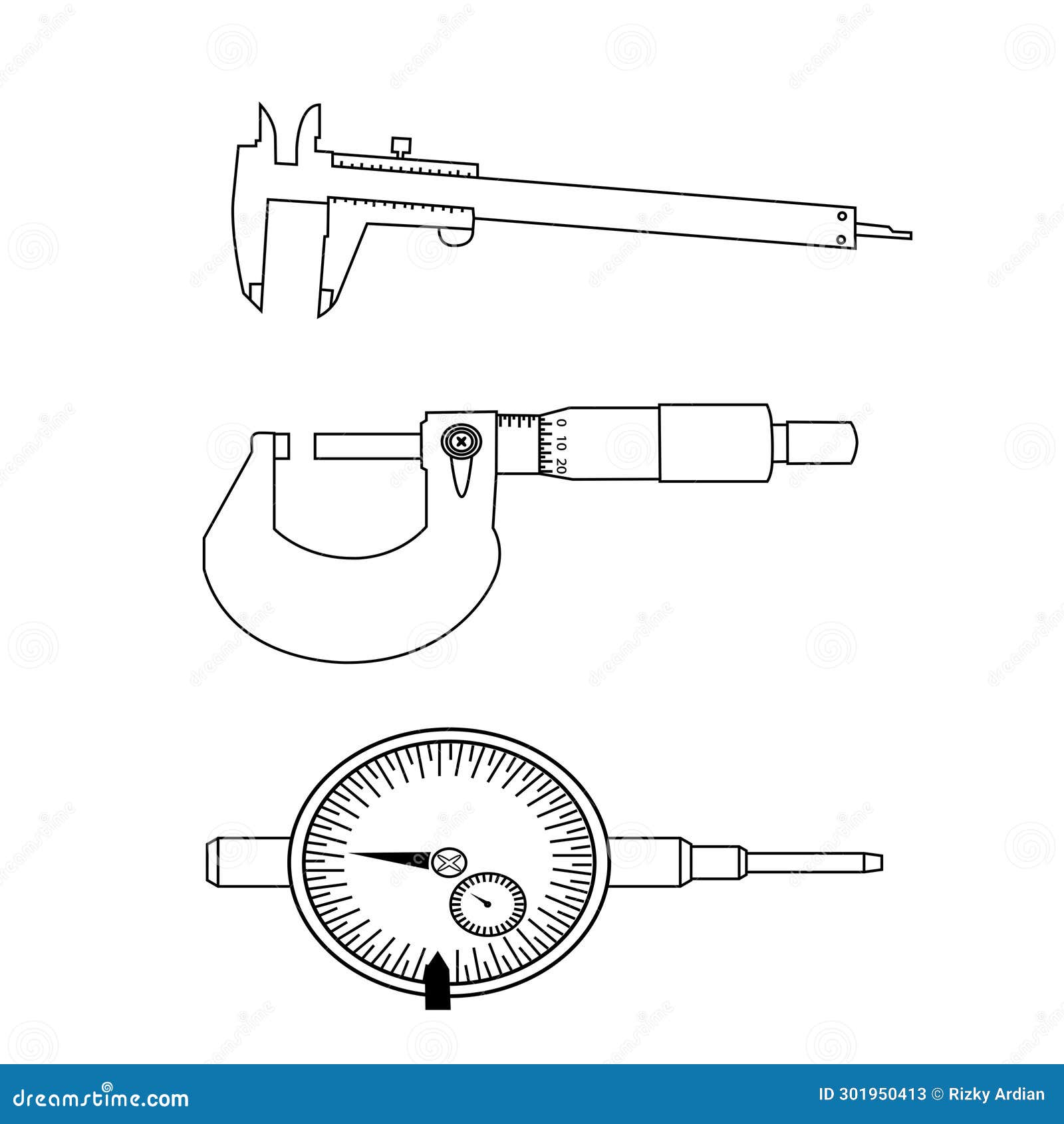 Calipers, Micrometers, and Dial Gauges Stock Vector - Illustration of industrial, audit: 301950413