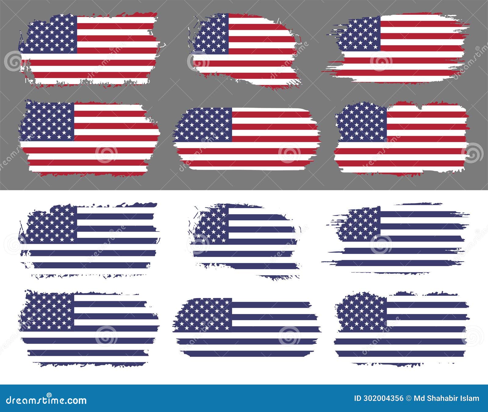 American Flag Silhouette, Grunge USA Flag Set Vector, Grunge, Flag ...