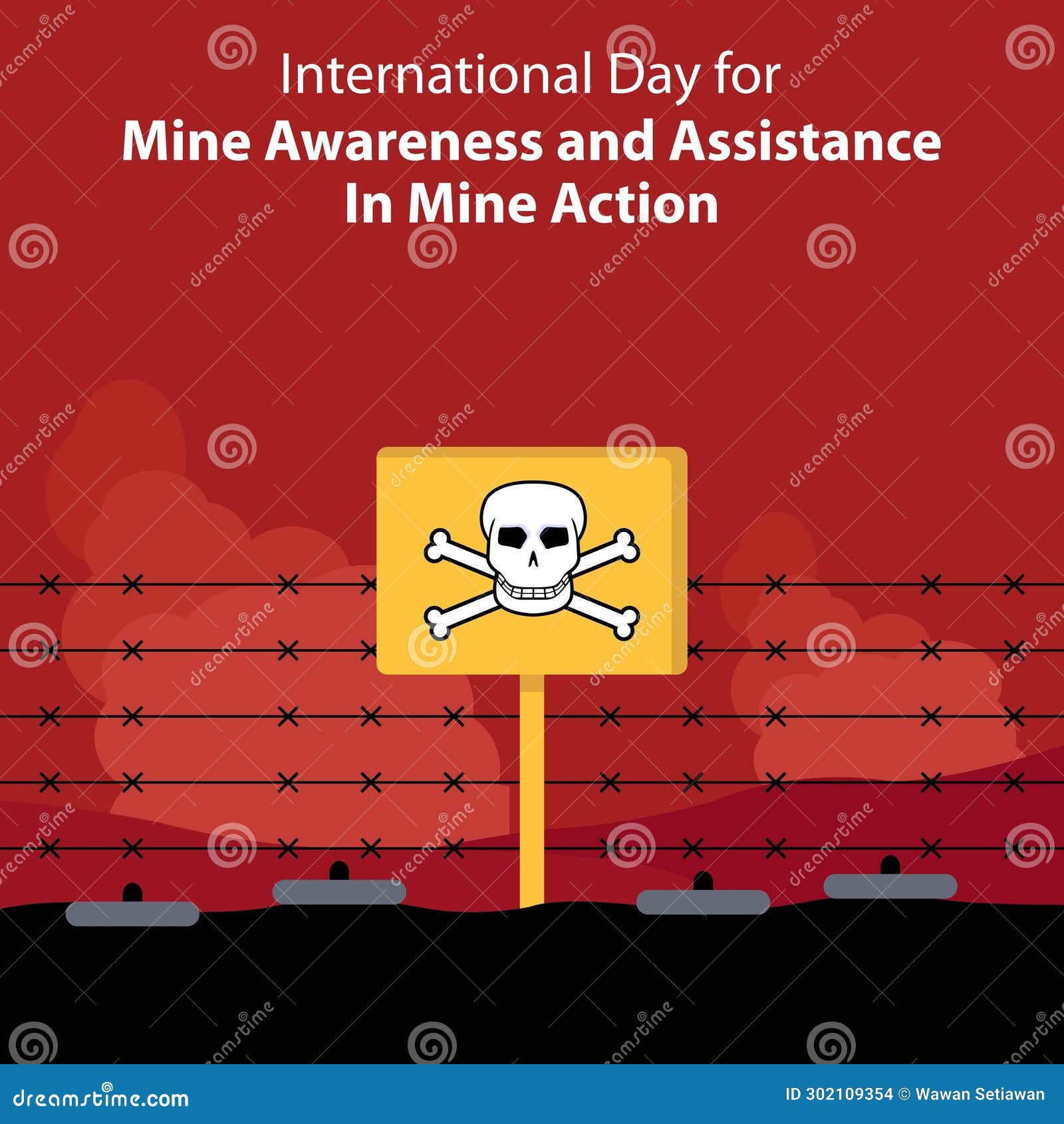 Illustration Vector Graphic of Danger Warning Sign in Minefield Stock ...