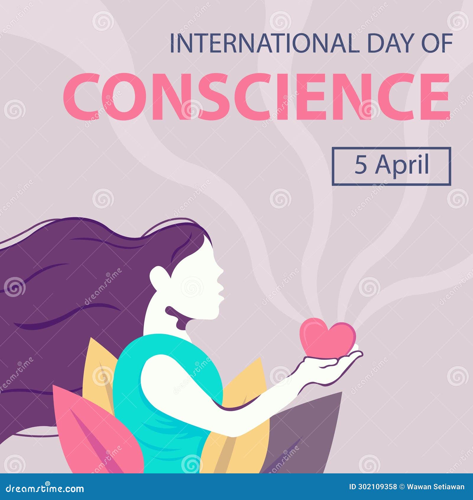 International Day Of Conscience Holiday Card. Poster With Earth Map ...