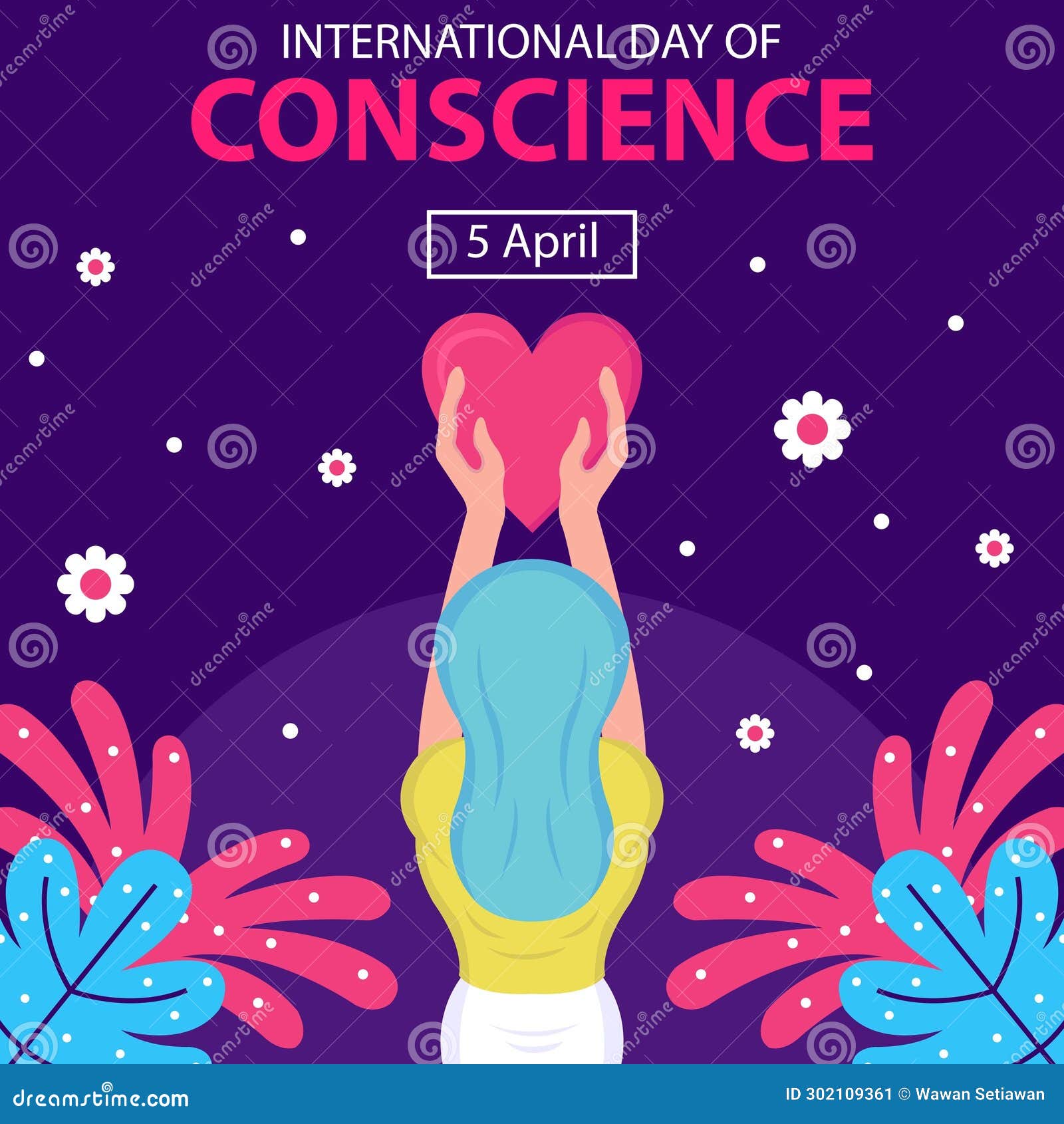 International Day Of Conscience Holiday Card. Poster With Earth Map ...