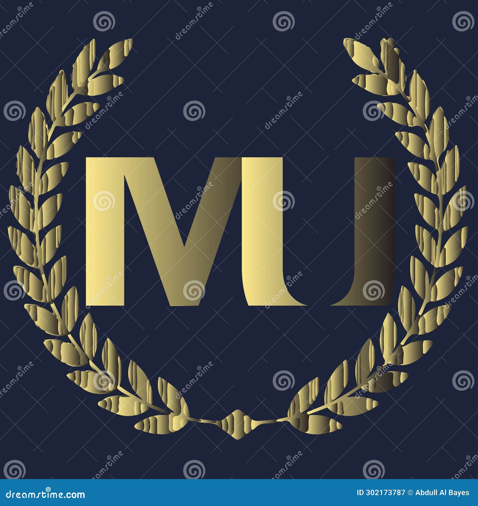 MU Letter Branding Logo Design with a Leaf Stock Vector - Illustration ...