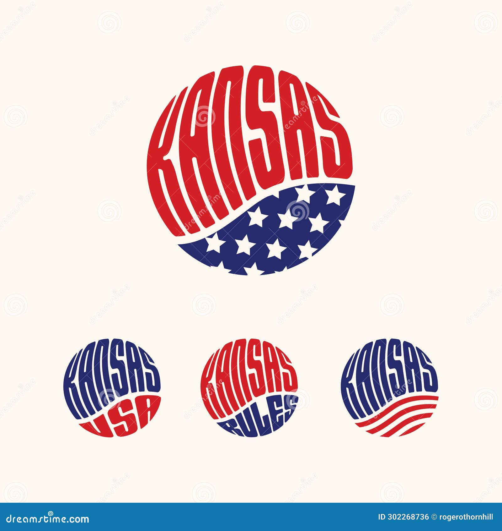 Kansas USA Patriotic Sticker or Button Set Stock Vector - Illustration ...